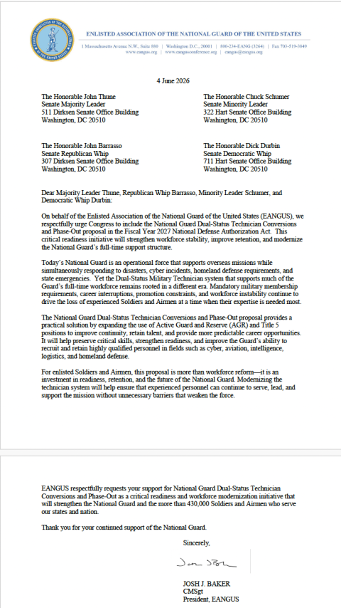 EANGUS Supports LP291 to Modernize the National Guard Workforce | The ...